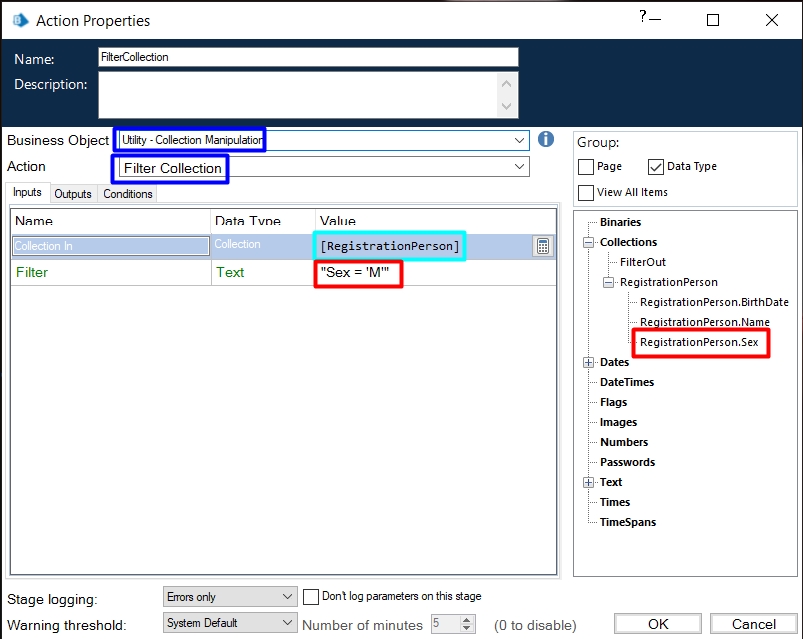 HOW TO USE FILTER ON A COLLECTION STAGE Blue Prism Product